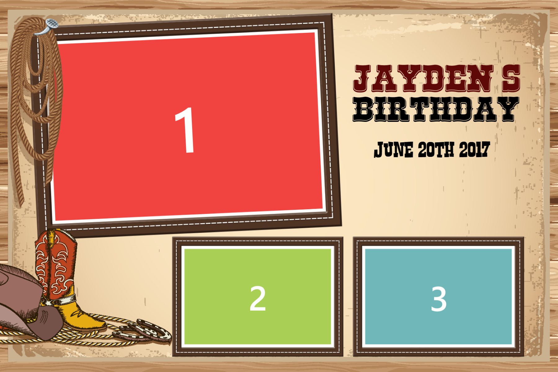 Premium Birthday Party Western Templates 4x6 | Photo Booth Templates