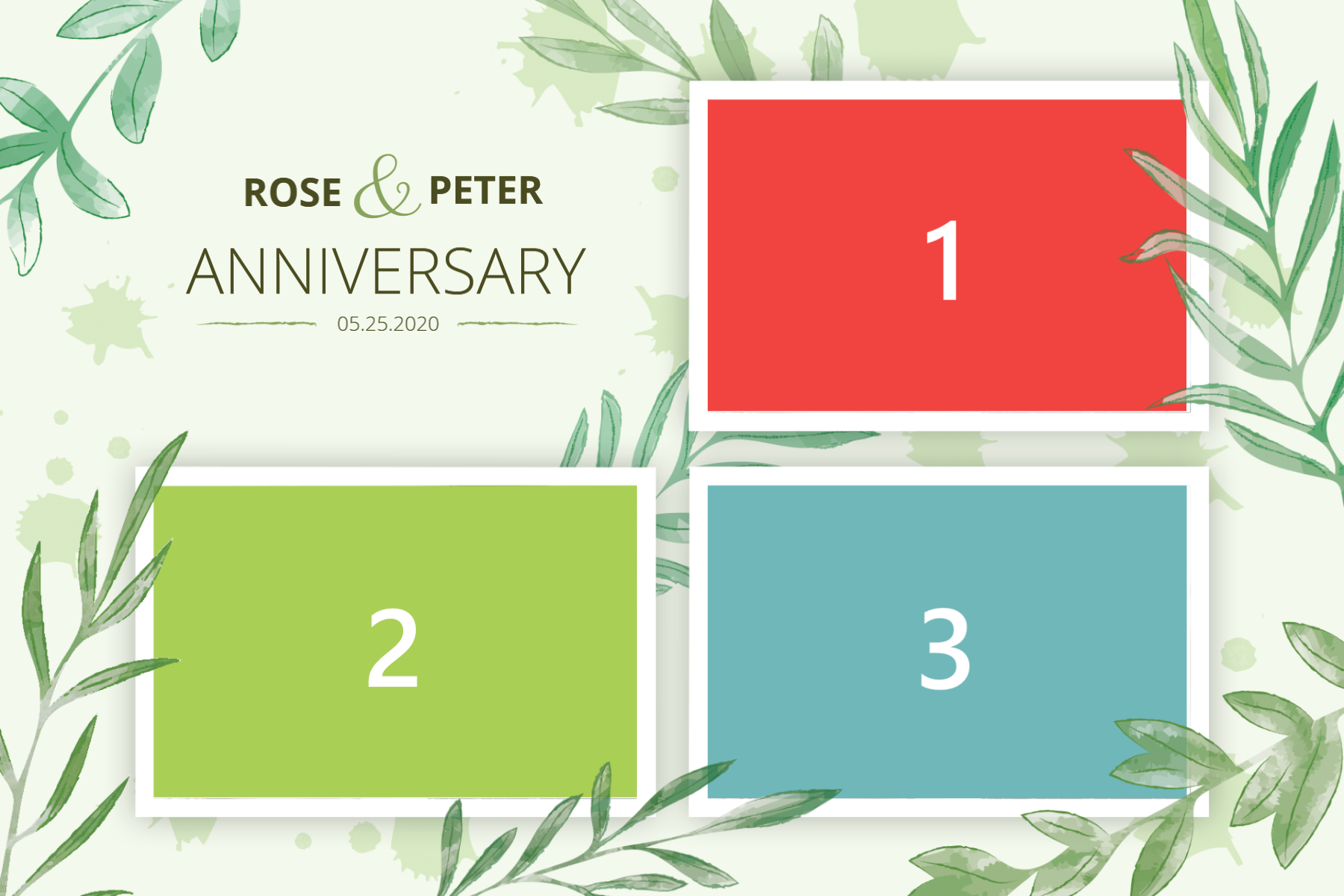 Premium Green Leaf Anniversary Templates 3H1 | Photo Booth Templates